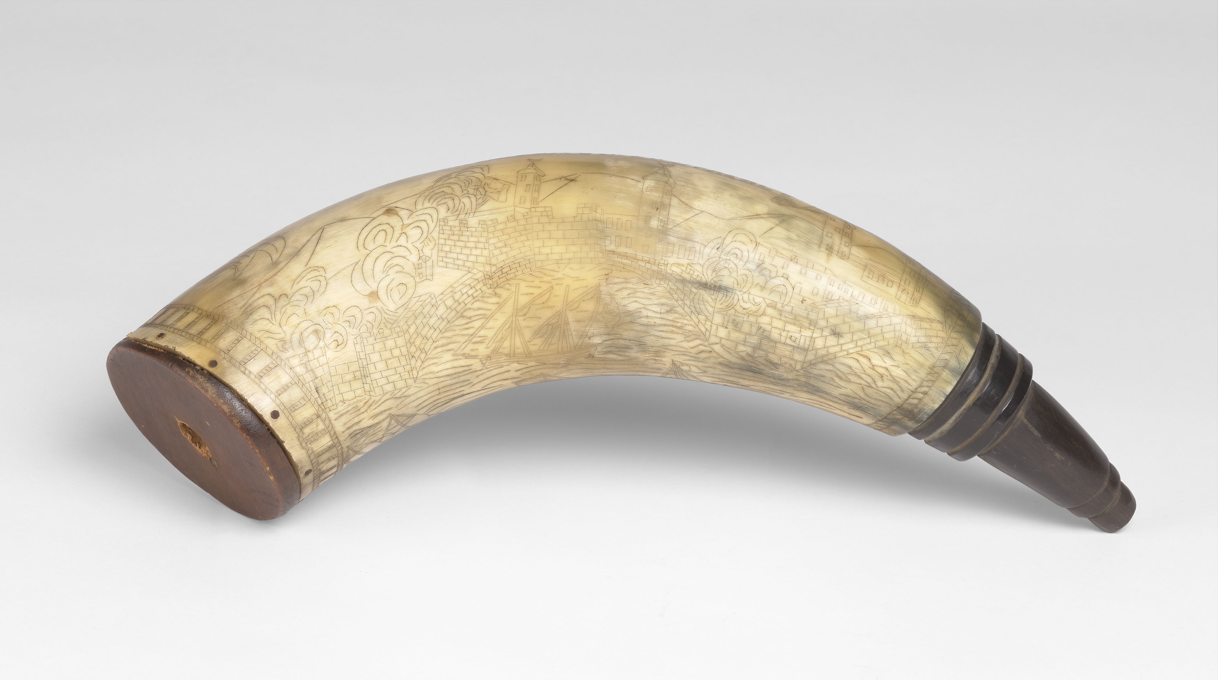 Engraved Powderhorn Showing Bombardment of Tripoli - USS Constitution ...